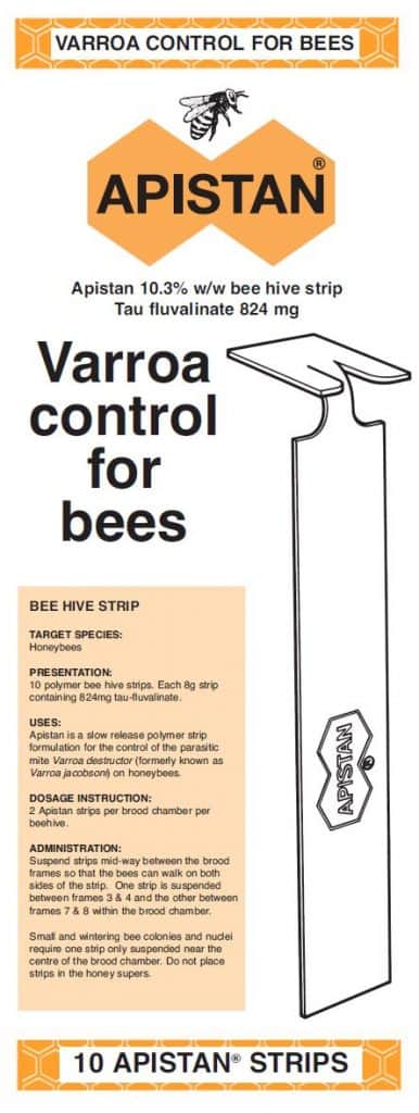 Apistan Strips for the control of Varroa mites in honey bee colonies